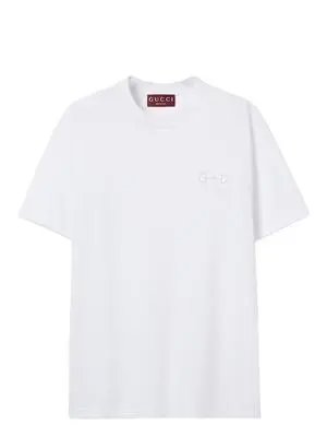 Gucci Cotton Jersey T-shirt With Horsebit Embroidery - White
