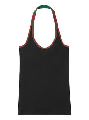 Gucci Heavy Cotton Rib Tank Top With Embroidery - Black