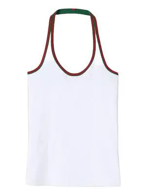 Gucci Heavy Cotton Rib Tank Top With Embroidery - White