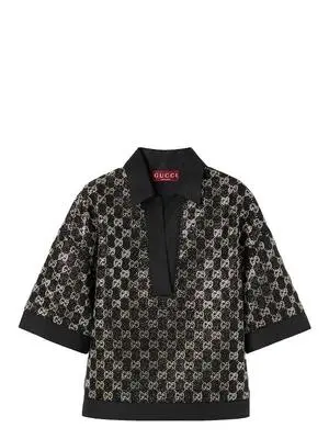 Gucci Wool Tweed Lamé Top - Black