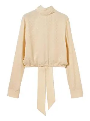Gucci Gg Silk Jacquard Blouse - Beige