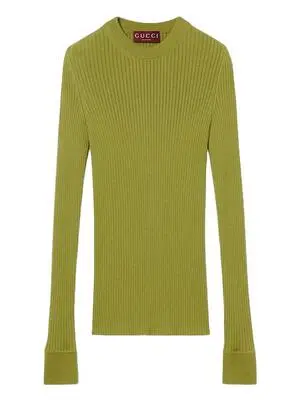 Gucci Rib Cashmere Silk Top - Green