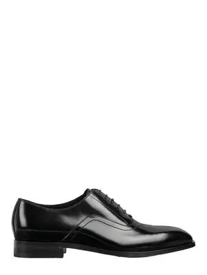 Gucci Leather Lace-up Shoe With Topstitch Detail - Black