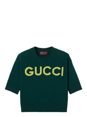 Gucci Soft Wool Top With Intarsia - Green