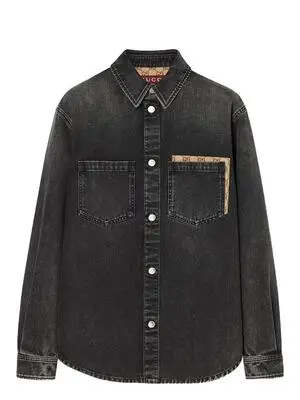 Gucci Washed Cotton Denim Shirt - Black