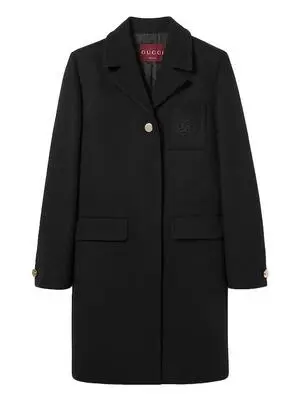 Gucci Batavia Wool Coat With Patch - Black