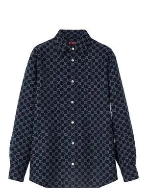 Gucci Gg Brushed Flannel Shirt - Blue