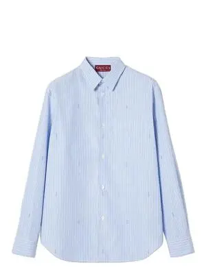Gucci Striped Cotton Poplin Shirt - Blue