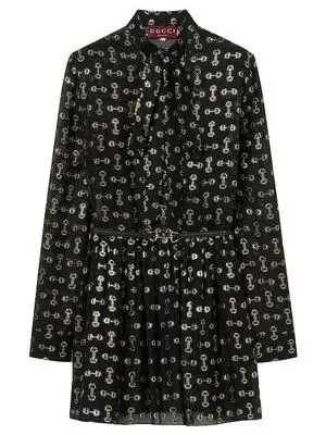 Gucci Horsebit Silk Fil Coupé Dress - Black