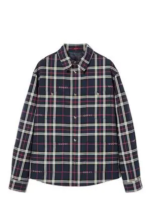 Gucci Tartan Cotton Jacquard Padded Shirt - Blue