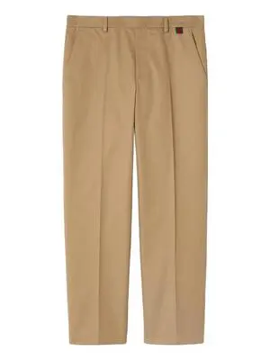 Gucci Cotton Twill Pants With Web Detail - Brown