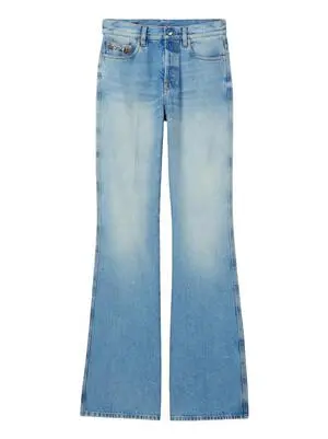 GUCCI Flared Bleached Cotton Denim Pants