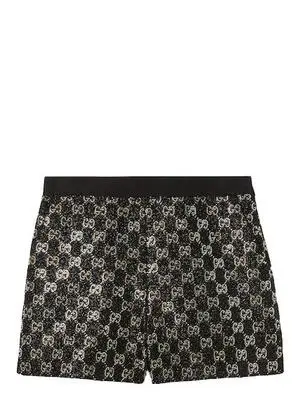 Gucci Embroidered Wool Tweed Lamé Shorts - Black