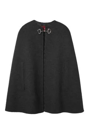 Gucci Silk Wool Cape With Horsebit - Grey