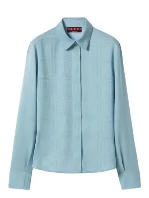 Gucci Interlocking G Silk Jacquard Shirt - Blue