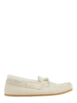 Gucci Gg Crystal Suede Driver Loafer - Beige