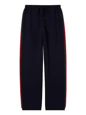 Gucci Stitch Wool Leisure Pants With Web - Blue