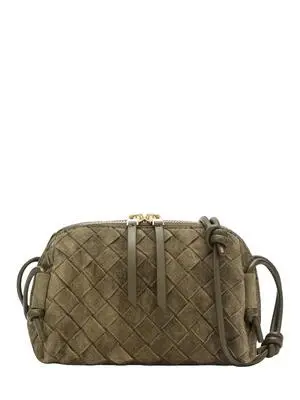 Bottega Veneta Bottega Veneta Intrecciato Suede Concert Clutch Beige
