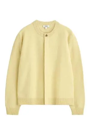 Cos Boiled-wool Crew-neck Cardigan - Yellow