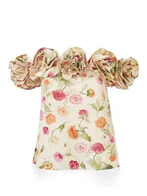 Carolina Herrera Floral Cotton Top - Almond Multi