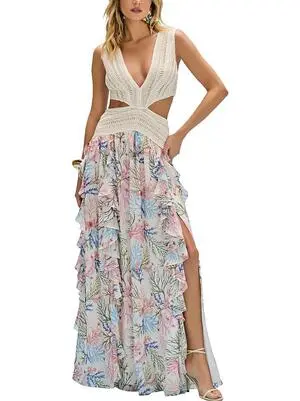 PatBO Seaweed Trim Maxi Dress - Off White