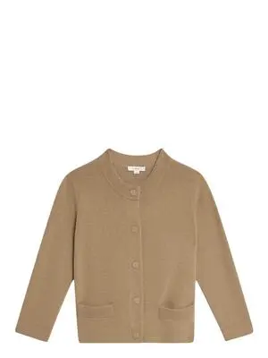 Vince Wool And Cashmere Shrunken Snap Cardigan - Fawn