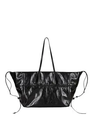 Balmain Track Zips Calfskin Tote Bag - Black