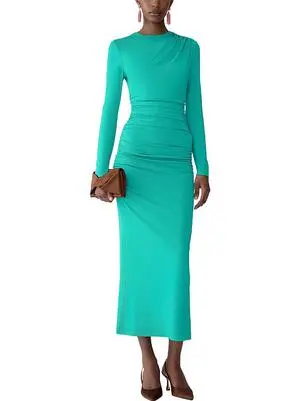 Carolina Herrera Draped Mock Neck Dress - Turquoise