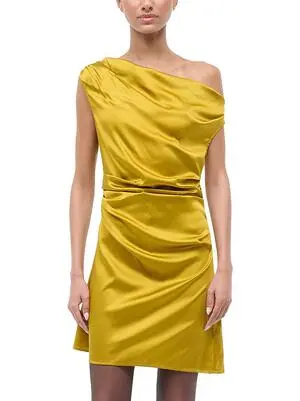 Staud Phare Silk Stretch Mini Dress - Turmeric