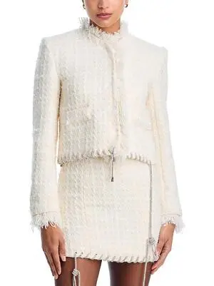 AREA Tweed Eyelash Jacket - Cream White