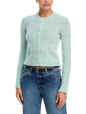Guest In Residence Jane Cashmere Cable Knit Cardigan - Seaglass Combo