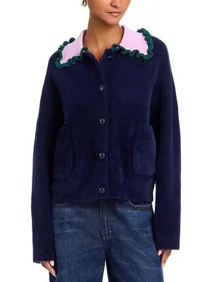 Essentiel Antwerp Contrast Collar Cardigan - Dark Night