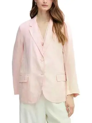 BENETTON Notched Lapel Button Blazer - Pink
