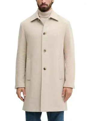 BENETTON Herringbone Button Coat - Neutrals
