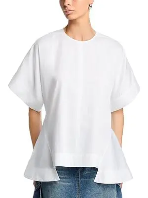 Brandon Maxwell Tyler Cascade Hem Top - Optic White