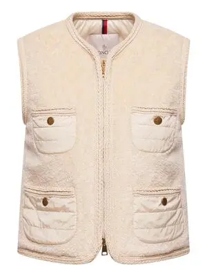 Moncler Mimosas Braided Trim Teddy Down Vest - White