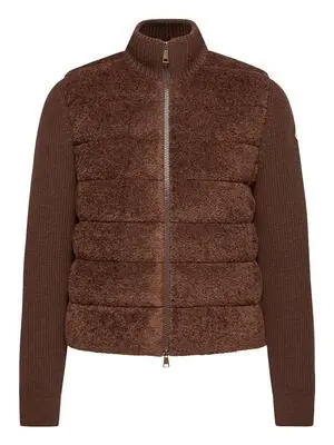 Moncler Padded Teddy & Wool Zip-up Cardigan - Brown