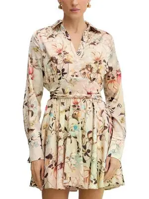 Guess Floral-print Mini Dress - Neutrals
