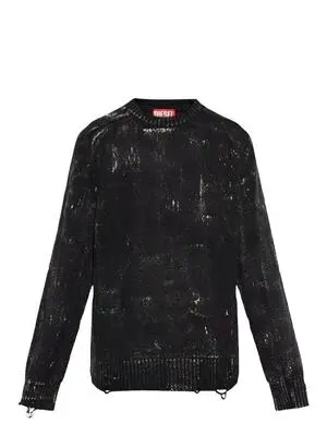 DIESEL® K-maxense Distressed Sweater - Black