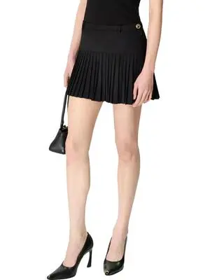 MARINE SERRE Pleated Twill Mini Skirt - Black