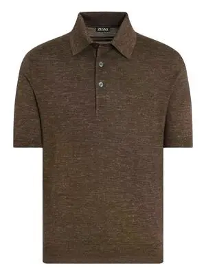 Zegna Mélange Short-sleeve Polo Shirt - Brown