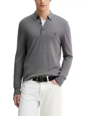ALLSAINTS Mode Button Logo Polo Shirt - Grey