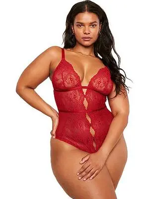 Victoria's Secret Adore Me Rosie Crotchless Bodysuit - Red