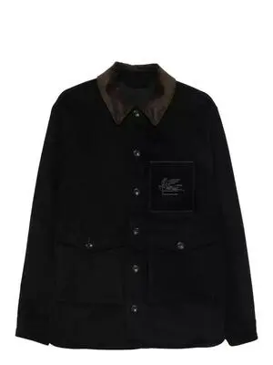 Etro Corduroy-collar Patch-pocket Shirt Jacket - Black