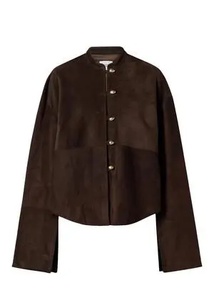 Adam Lippes Rhys Paneled Suede Jacket - Brown