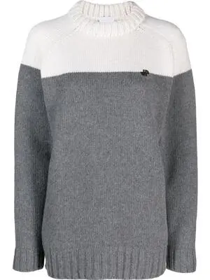 Patou Merino-blend Colour-block Jumper - Grey