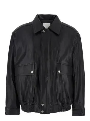 DUNST Leather Jacket With Pockets - Black