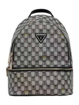 Guess Geometric-pattern Zip Backpack - Grey