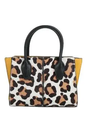 TOD'S Calfskin Handbag With Leopard Print - White