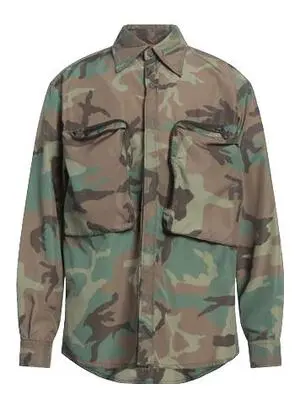 DOLCE & GABBANA Man Shirt Military Green Size 15 Polyester, Polyamide
